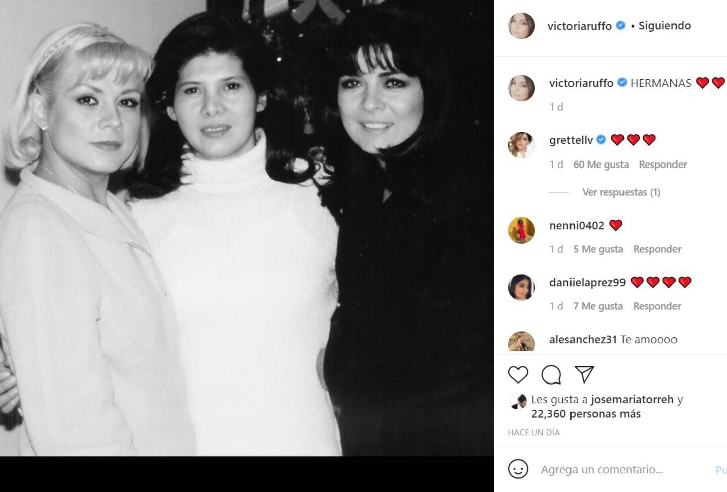 Victoria Ruffo comparte foto inédita con sus bellas hermanas: Gaby y ...